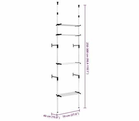 vidaXL Telescopic Wardrobe System with Shelves Aluminum | vidaXL.com