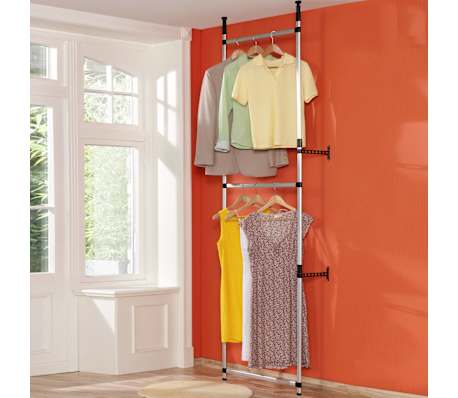 vidaXL Telescopic Wardrobe System with Rods and Shelf Aluminum | vidaXL.com