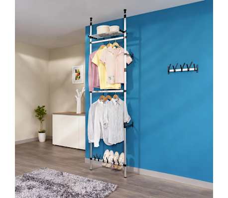 vidaXL Telescopic Wardrobe System with Rods and Shelf Aluminum | vidaXL.com