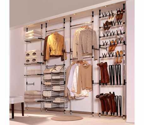 vidaXL Telescopic Wardrobe System with Rods Aluminum | vidaXL.com