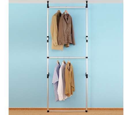 vidaXL Telescopic Wardrobe System with Rods Aluminum | vidaXL.com