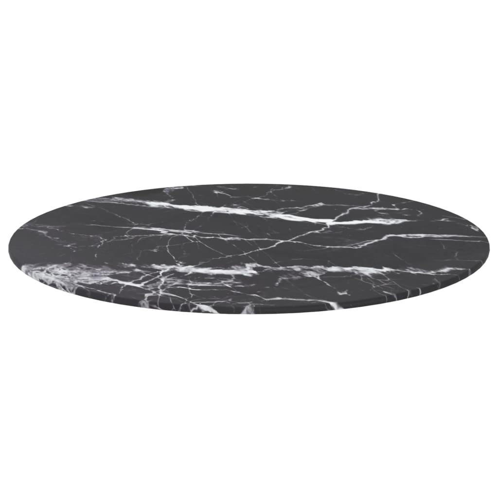Table Top Black 60x0 8 Cm Tempered Glass With Marble Design Low Cost