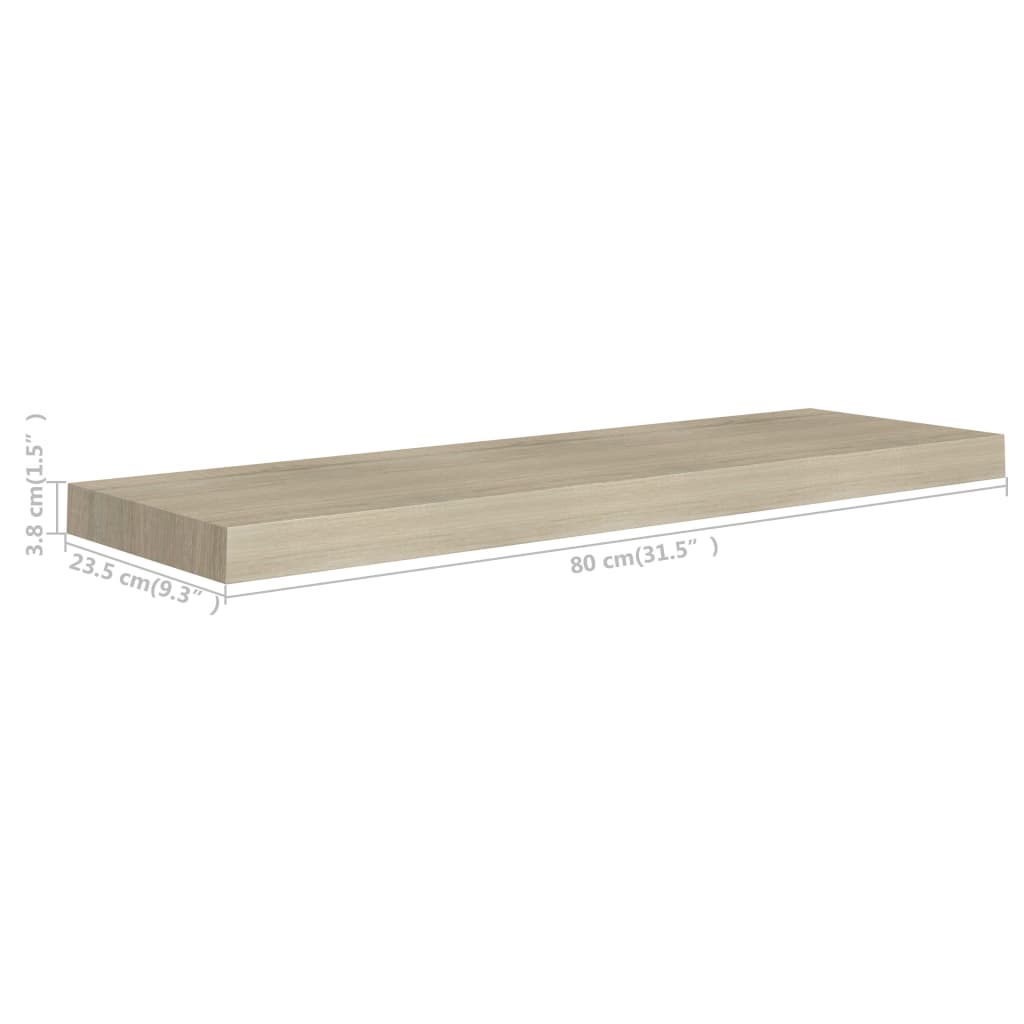 Wandschap Zwevend 80x23 5x3 8 Cm MDF Eikenkleurig Senzadeal