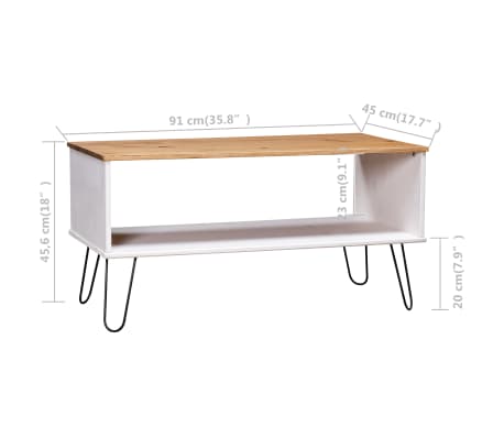 vidaXL sofabord New York massivt fyrretræ hvid og lyst træ | vidaXL.dk