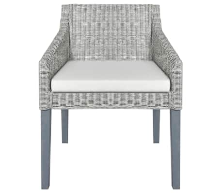 vidaXL Matstolar med dynor 2 st grå äkta rotting | vidaXL.se