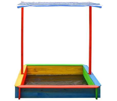 vidaXL Sandbox with Adjustable Roof Fir Wood Multicolour UV50 | vidaXL ...