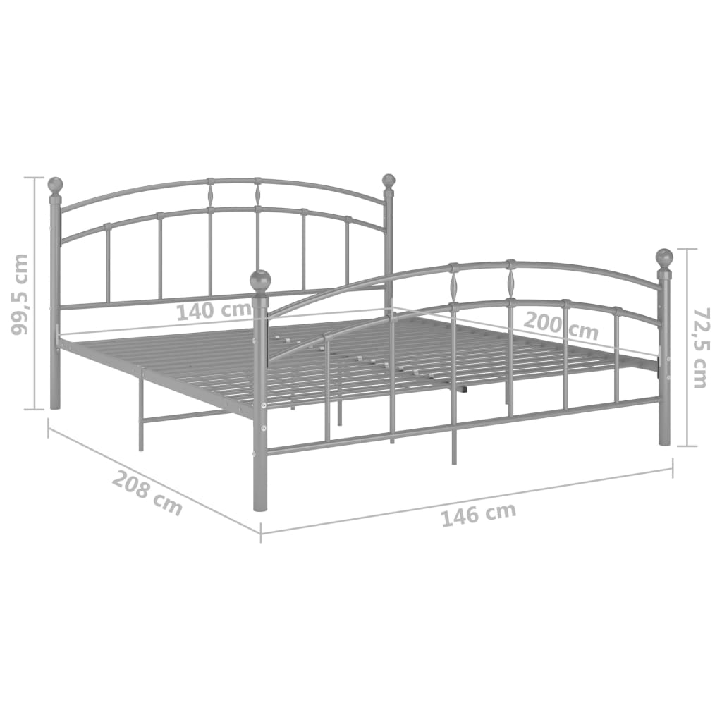 Bed Frame Grey Metal 140 200 Cm Home And Garden All Your Home Bed Frame Grey Metal 140 200 Cm Home And Garden All Your Home
