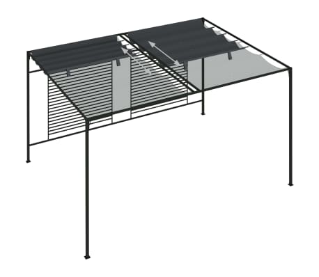 vidaXL Pavilion cu acoperiș retractabil, antracit, 4x3x2,3 m, 180 g/m² ...