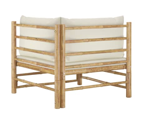 vidaXL Set mobilier de grădină cu perne alb crem, 2 piese, bambus ...