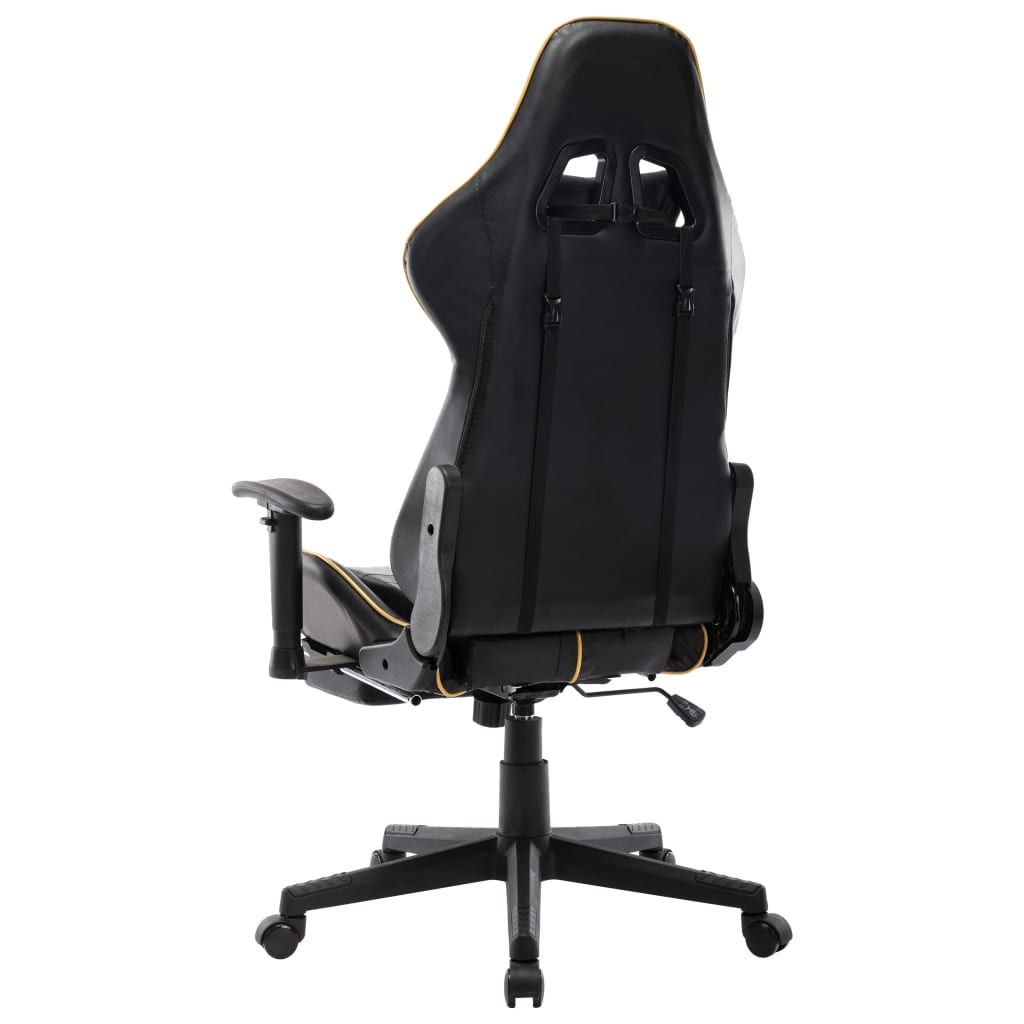 Gaming Stuhl Mit Fu st tze Schwarz Und Golden Kunstleder XtrAlgo 