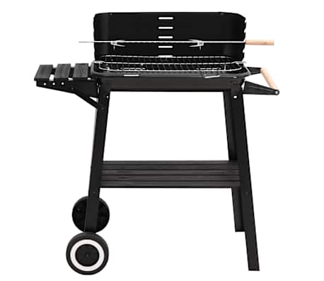 vidaXL Charcoal BBQ Grill with Wheels Black Steel | vidaXL.ie