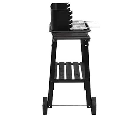 vidaXL Charcoal BBQ Grill with Wheels Black Steel | vidaXL.ie