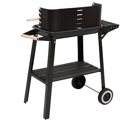 vidaXL Charcoal BBQ Grill with Wheels Black Steel | vidaXL.ie