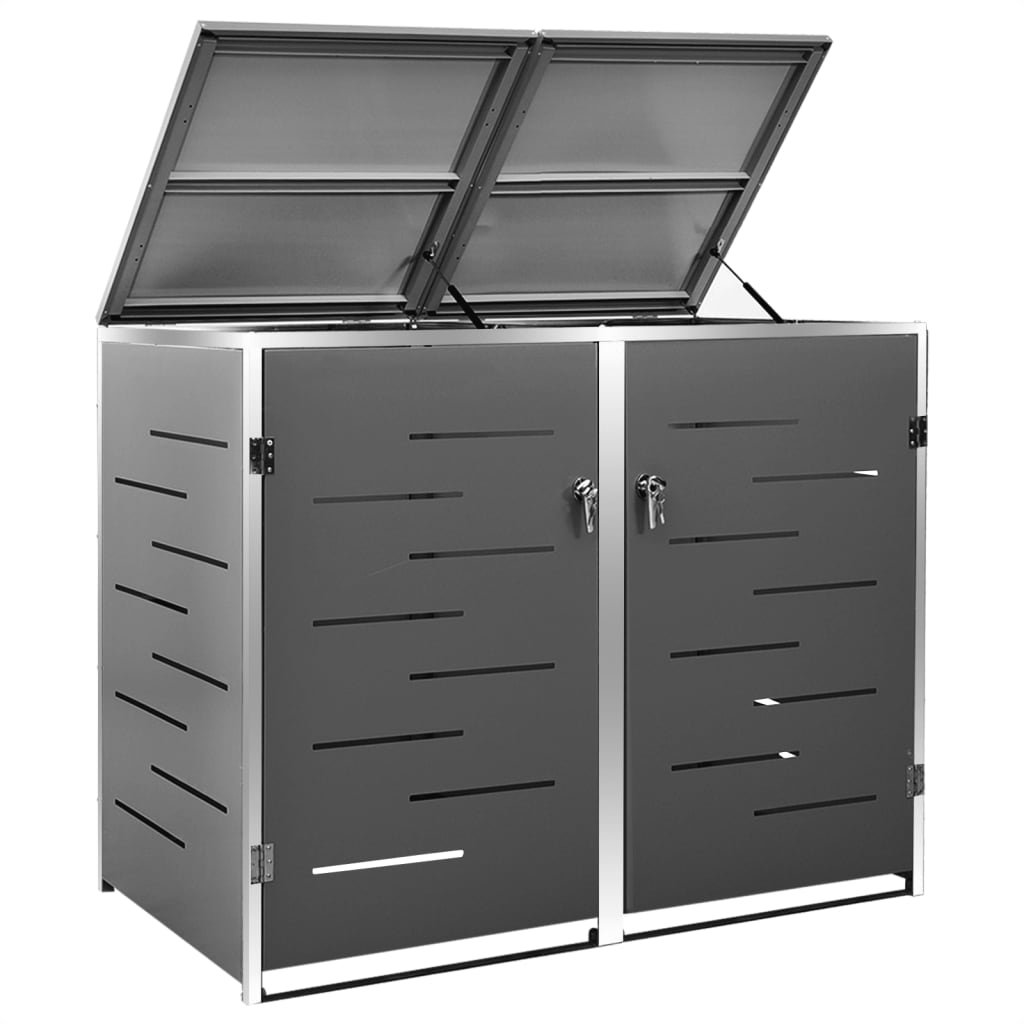 LIUX Abri Pour Deux Poubelles 138x77 5x115 5 Cm Inox 7043058136829