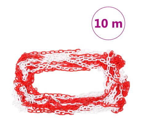 vidaXL Conjunto de cones com corrente de 10 m vermelho e branco | vidaXL.pt