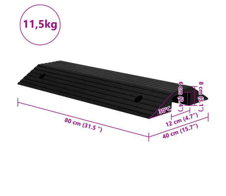 vidaXL Bridge Threshold Ramp 80x40x8 cm Rubber | vidaXL.com.au