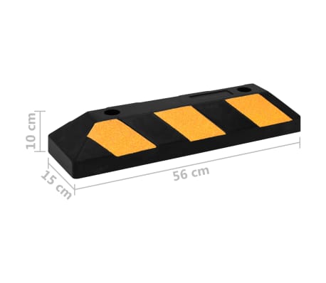 vidaXL Reflective Parking Blocks 2 pcs 56x15x10 cm Rubber | vidaXL.ie