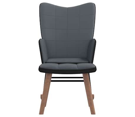 vidaXL Scaun balansoar cu taburet, gri închis, catifea și PVC | vidaXL.ro