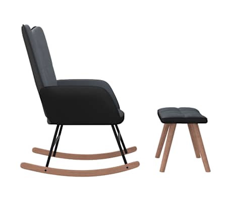 vidaXL Scaun balansoar cu taburet, gri închis, catifea și PVC | vidaXL.ro