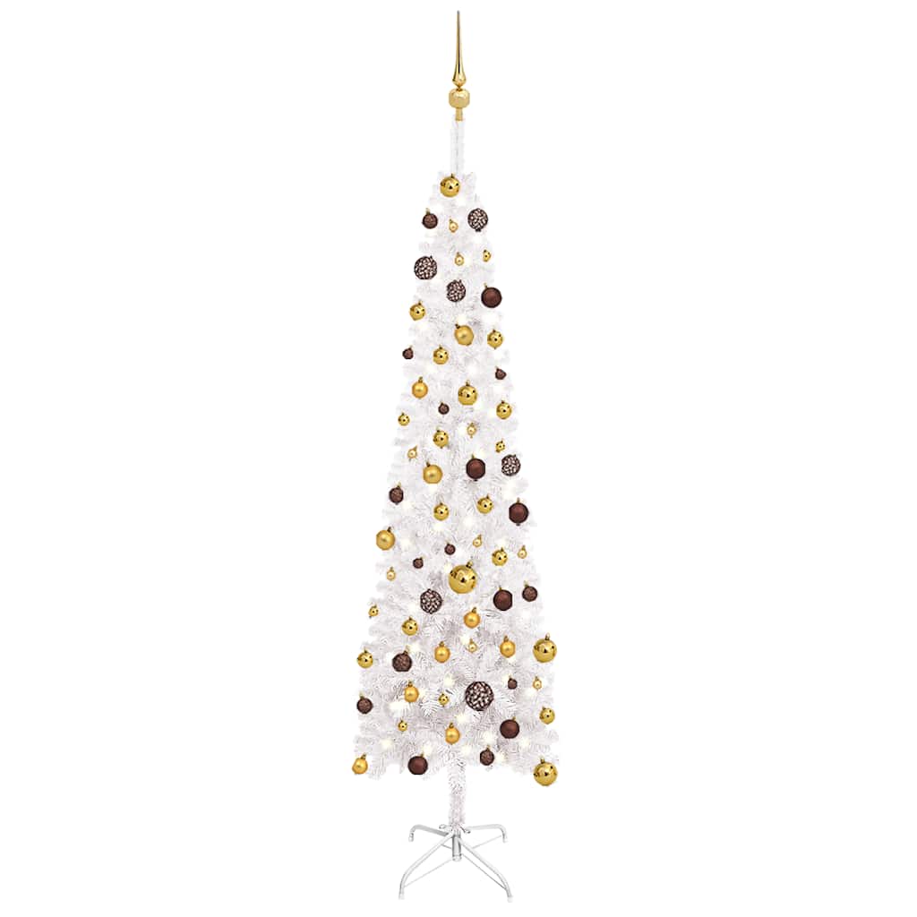 Weihnachtsbaum Schlank Mit LEDs Kugeln Wei 210 Cm Moka3 ch 