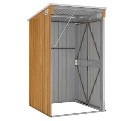 vidaXL Wall-mounted Garden Shed Brown 118x100x178 cm Galvanised Steel ...