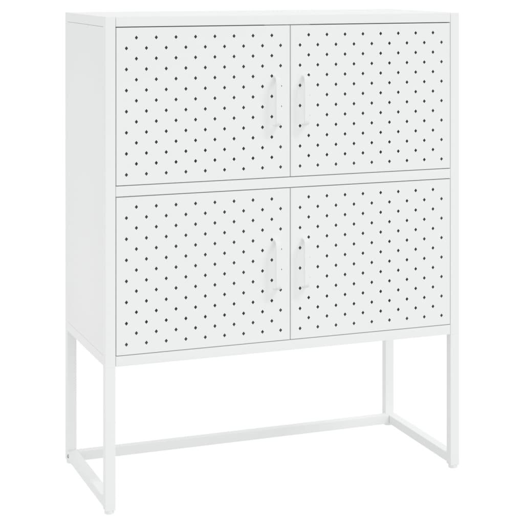 MEUBLE A CASIER MEUBLE A CASE Buffet Haut Blanc 80x35x100 Cm Acier