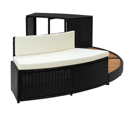 vidaXL Whirlpool-Einfassung Schwarz Poly Rattan und Massivholz Akazie ...