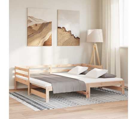 vidaXL Pat extensibil de zi, 2x(90x200) cm, lemn masiv de pin | vidaXL.ro