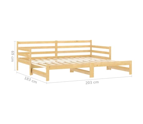 vidaXL Pat extensibil de zi, 2x(90x200) cm, lemn masiv de pin | vidaXL.ro