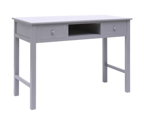vidaXL Birou, gri, 108x45x76 cm, lemn masiv de paulownia | vidaXL.ro