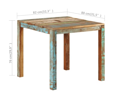 vidaXL Dining Table 82x80x76 cm Solid Reclaimed Wood | vidaXL.com.au