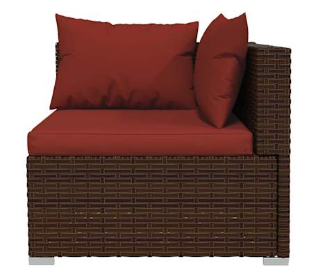 vidaXL 4 Piece Patio Lounge Set with Cushions Brown Poly Rattan ...