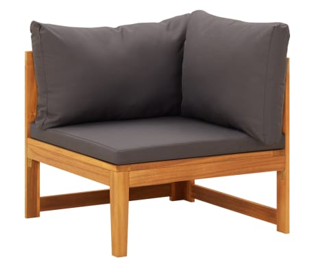 vidaXL 4 Piece Patio Lounge Set with Dark Gray Cushions Acacia Wood | vidaXL.com