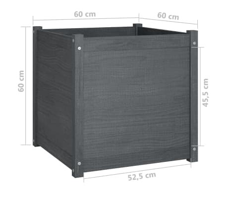 vidaXL Garden Planter Grey 60x60x60 cm Solid Pinewood | vidaXL.co.uk