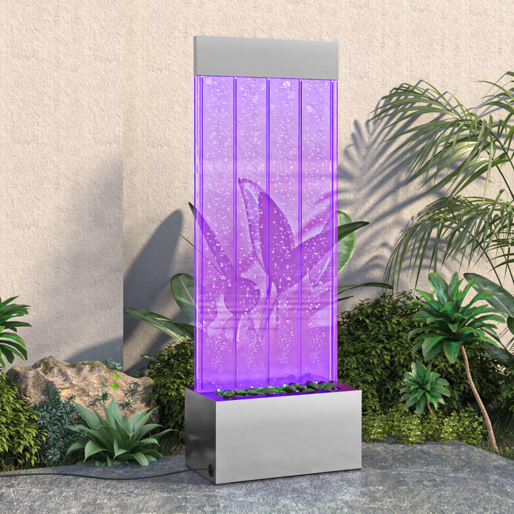 Coluna De Bolhas Com LEDs RGB 110 Cm A o Inoxid vel E Acr lico A Feira