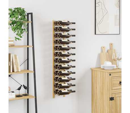 vidaXL Wall Mounted Wine Rack for 24 Bottles Gold Iron | vidaXL.com