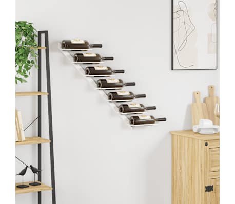 vidaXL Wall-mounted Wine Rack for 7 Bottles White Metal | vidaXL.com