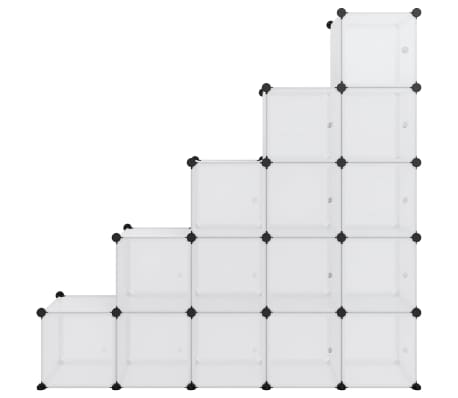 vidaXL Storage Cube Organizer with 15 Cubes and Doors Transparent PP ...