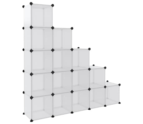 vidaXL Storage Cube Organizer with 15 Cubes and Doors Transparent PP ...