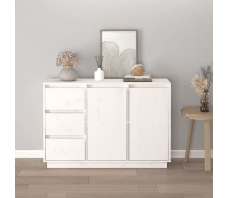vidaXL Sideboard White 111x34x75 cm Solid Wood Pine | vidaXL.ie