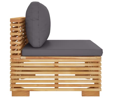 vidaXL Patio Middle Sofa with Dark Gray Cushions Solid Wood Teak ...
