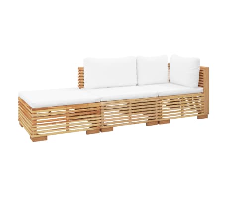 vidaXL Σαλόνι Κήπου Σετ 3 Τεμαχίων από Μασίφ Ξύλο Teak με Μαξιλάρια ...