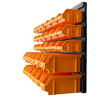 vidaXL 32 Piece Storage Bin Kit with Wall Panels Yellow and Black ...