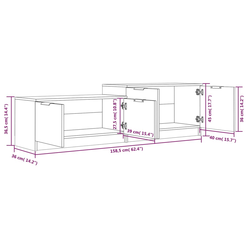 TV taso Ruskea Tammi 158 5x36x45 Cm Tekninen Puu Tavarakartano