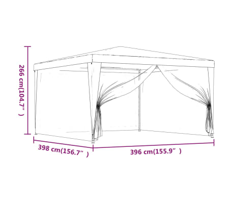vidaXL Carpa para fiestas con 4 paredes de malla HDPE azul 4x4 m | vidaXL.es