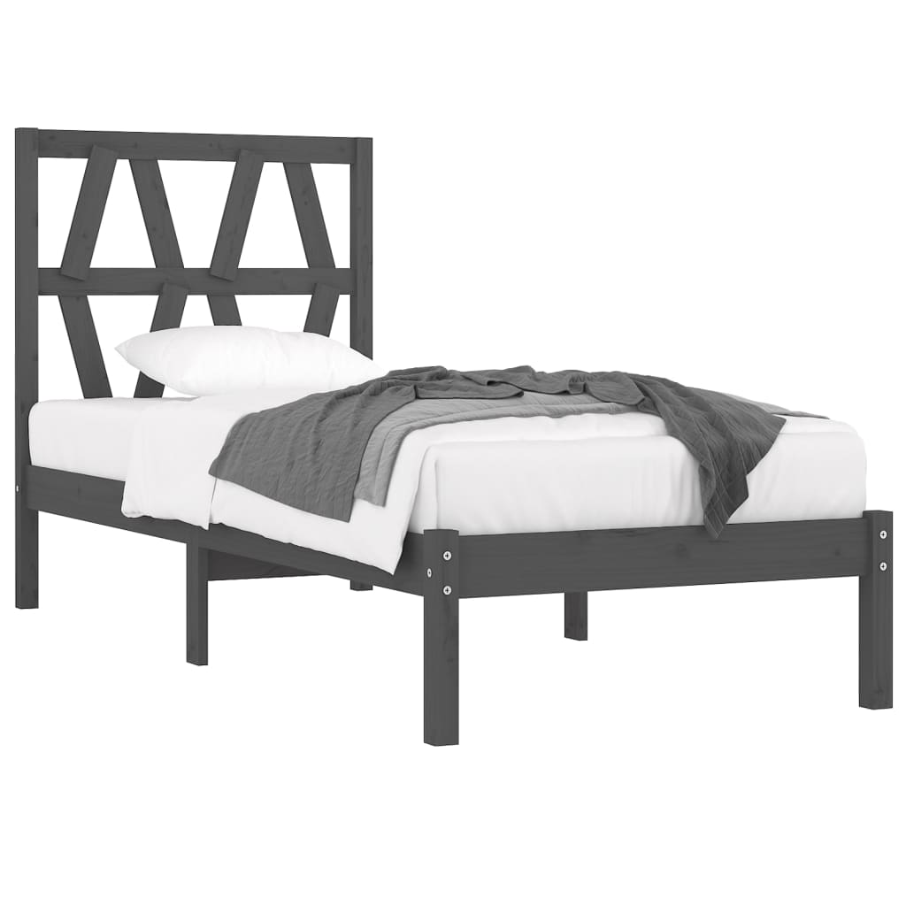 vidaXL Bed Frame Grey Solid Wood Pine 100x200 cm