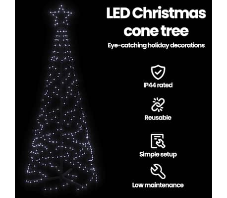 vidaXL Christmas Cone Tree Cold White 200 LEDs 2x6 ft | vidaXL.com