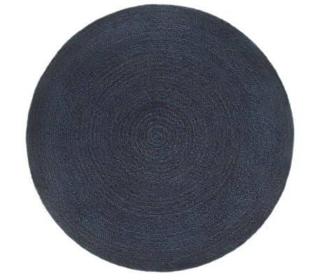 vidaXL Braided Rug Reversible Navy Blue and Natural 150 cm Jute Round ...