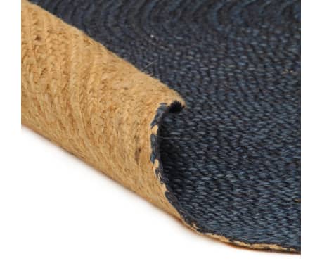 vidaXL Braided Rug Reversible Navy Blue and Natural 150 cm Jute Round ...