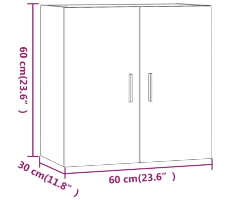 vidaXL Wall Cabinet High Gloss White 60x30x60 cm Engineered Wood ...